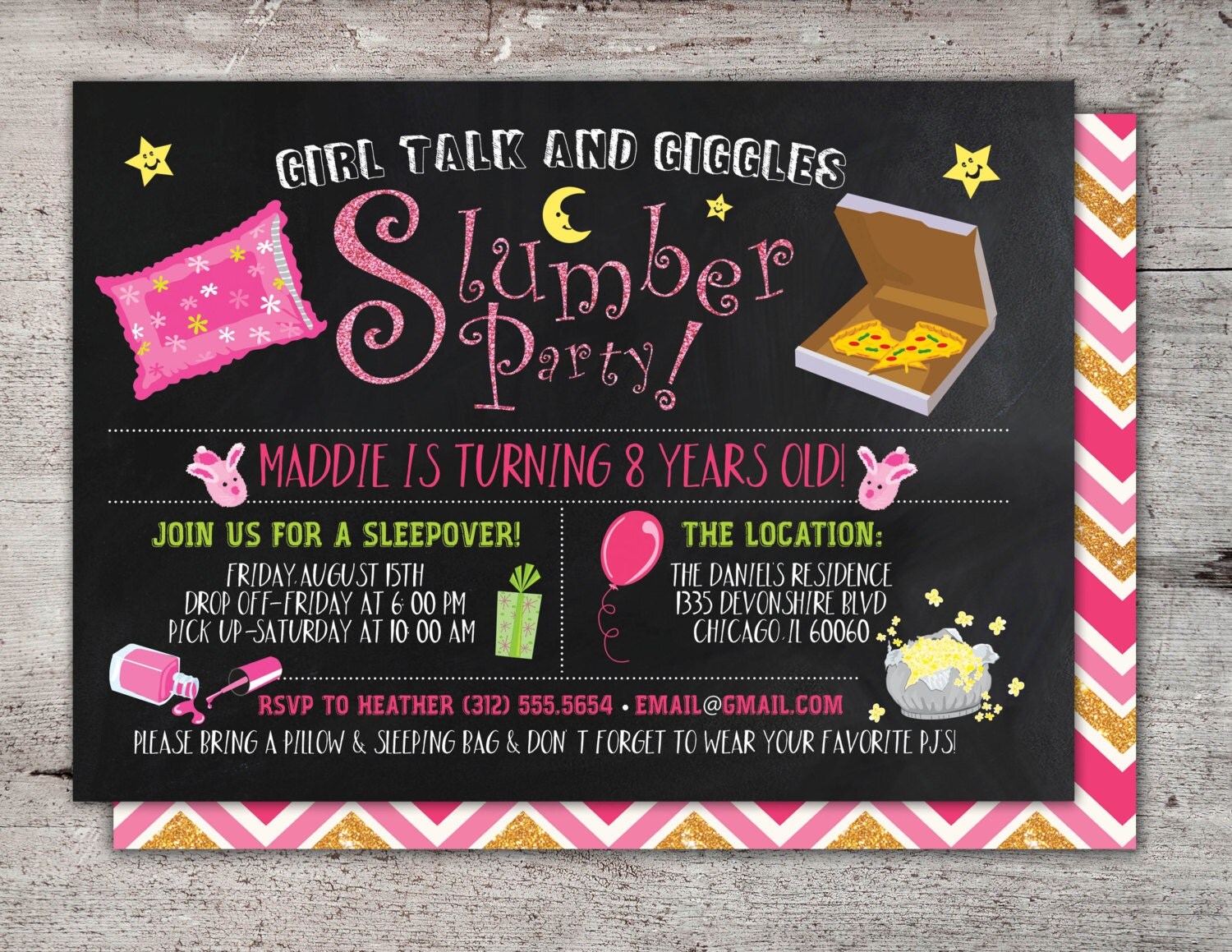 Slumber Party Invitation Girls Slumber Party Invitations Sleepover 