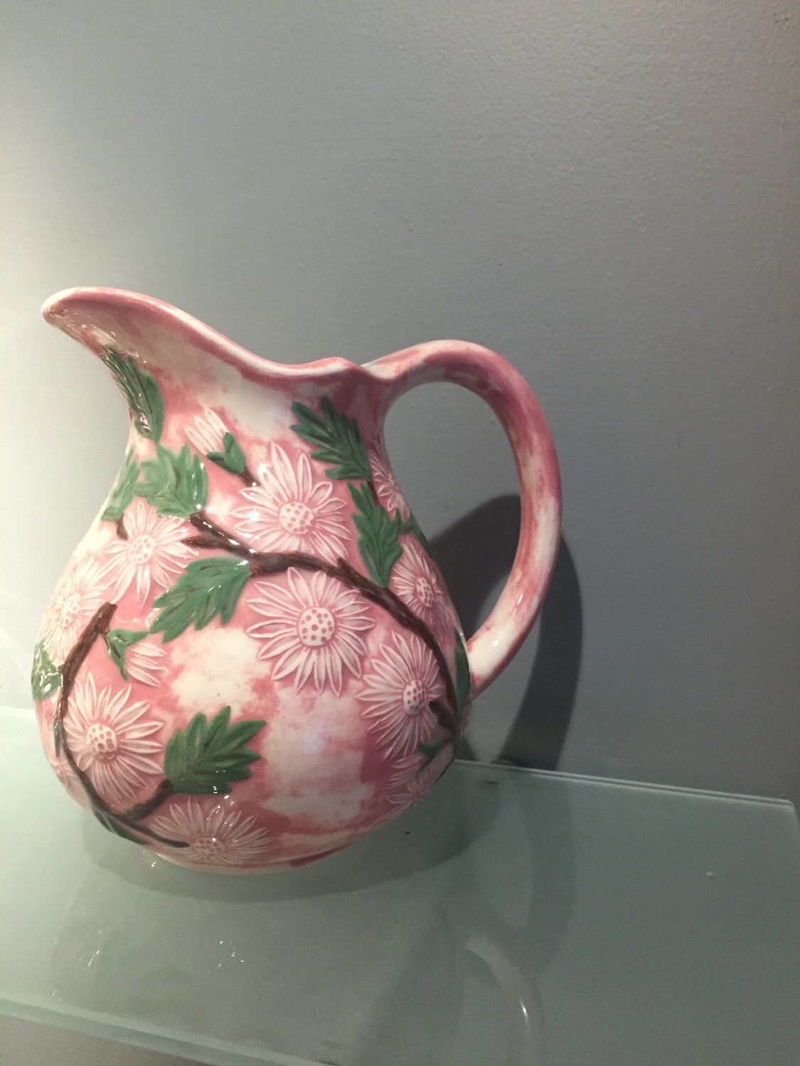 Lovely Vintage Handmade Pitcher, Milk Jug, Ceramic, Flowers, Marked ...