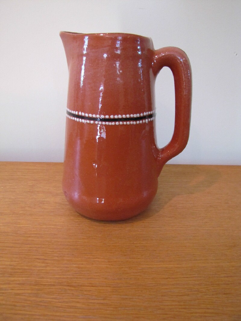 Vintage Portugal Redware Pottery Pitcher Petatillo style