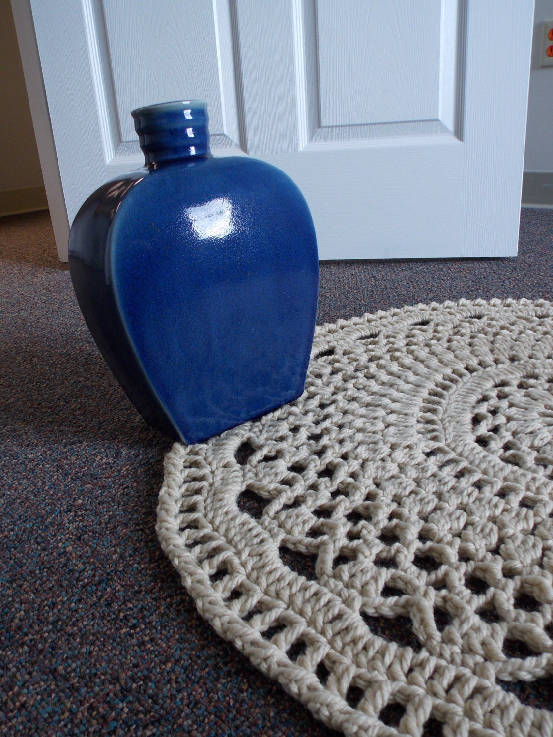Natural Ivory Linen Colored Circle Doily Rug by BuyTheStitch