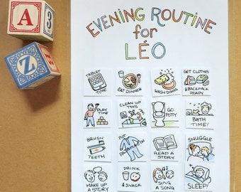 Items similar to Custom Printable Vintagesque Bedtime Routine Chart ...