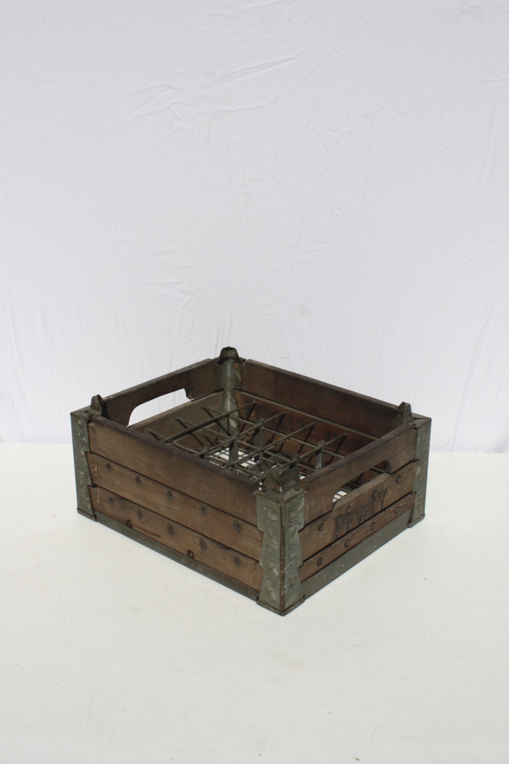 Vintage Wood Metal Milk Crate Pevely Dairy Rustic Farmhouse Decor ...