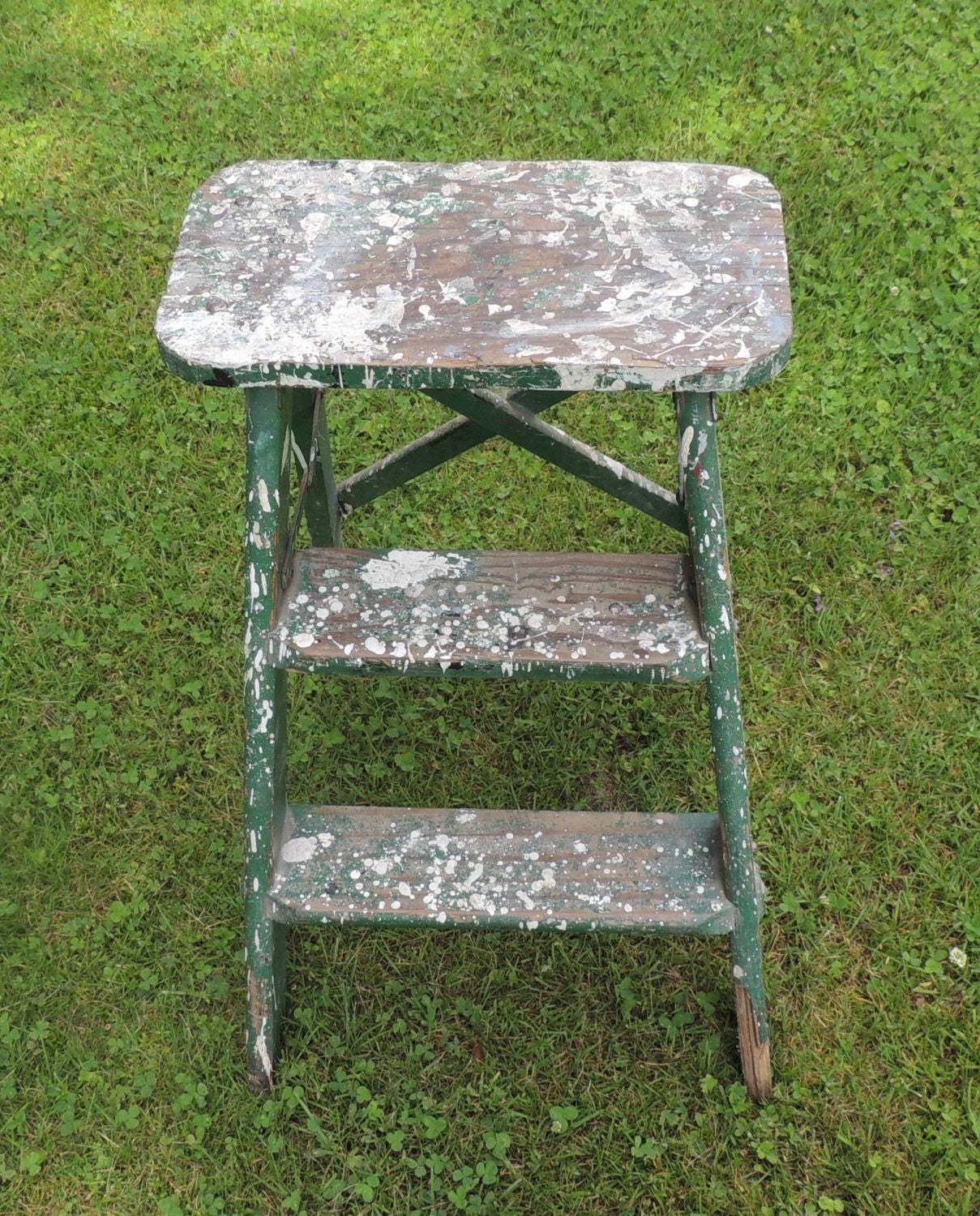 Vintage 2 Foot Folding Step Ladder With Wide Top Step, Painting Ladder ...