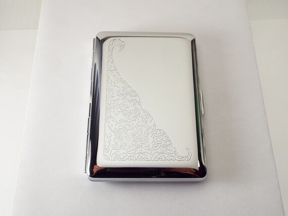 Custom Engraved Kings Cigarette Case with Scroll Design or