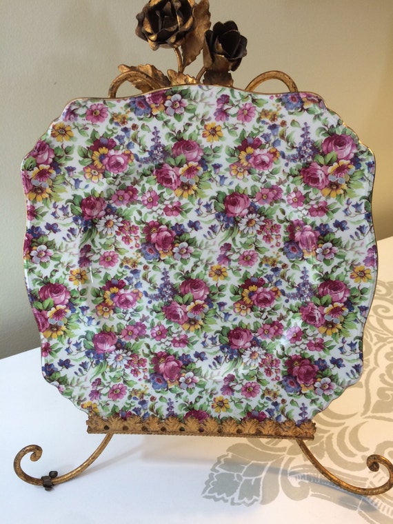 Royal Winton Chintz Summertime Pattern Square Dinner Plate
