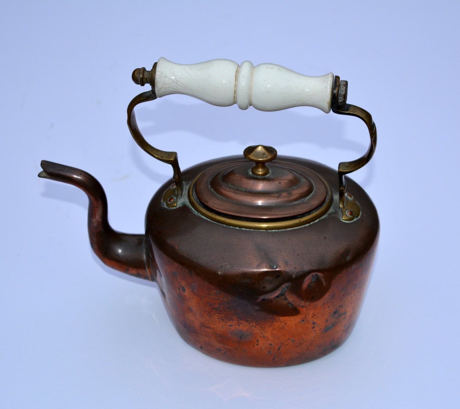 Victorian Copper Kettle with Ceramic Handle Vintage Kettle Victorian ...