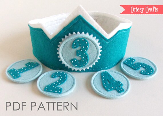 Felt Birthday Crown with Interchangeable Numbers PDF PATTERN
