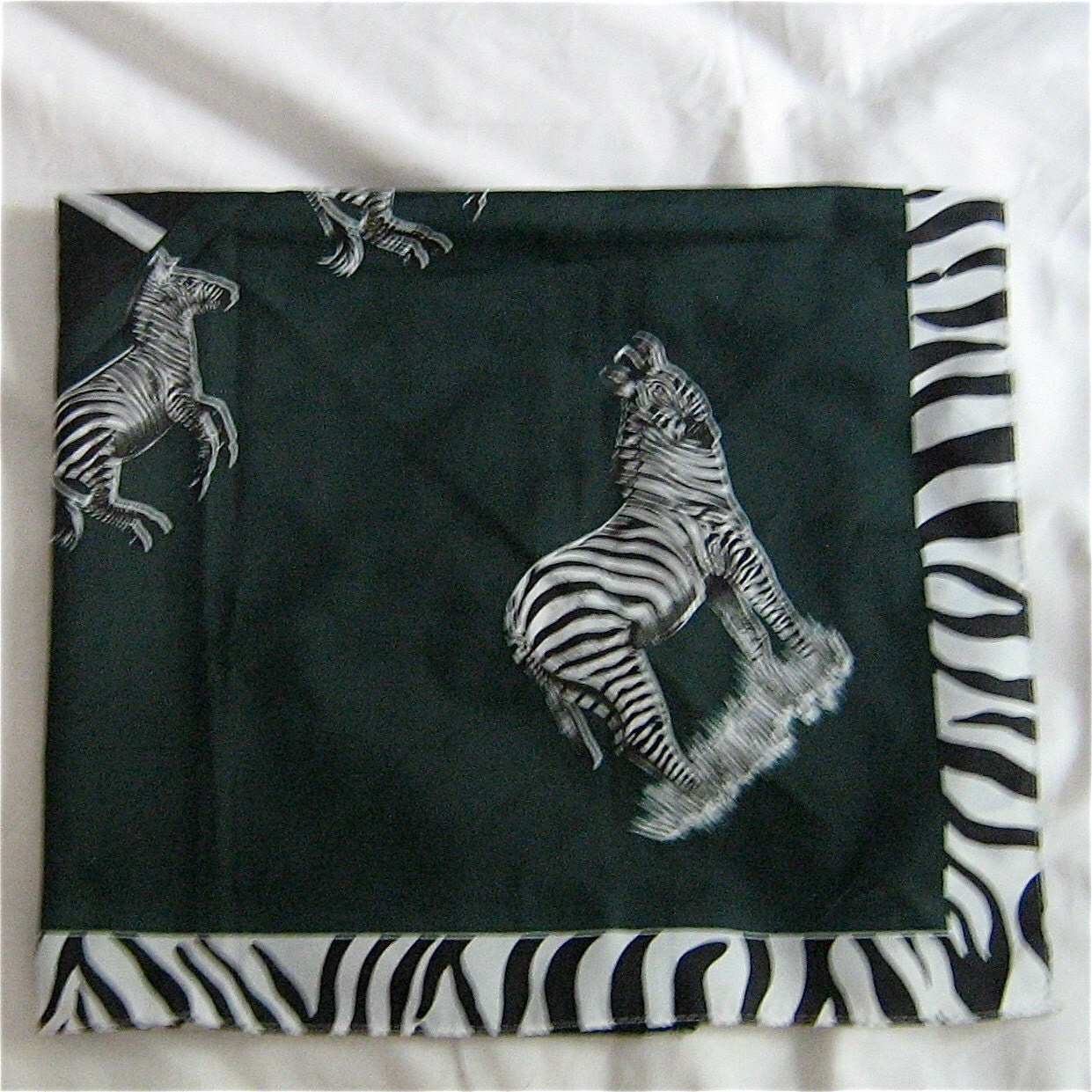 Vintage Zebra Print Scarf Signed Santini Scalamandre Style Green ...