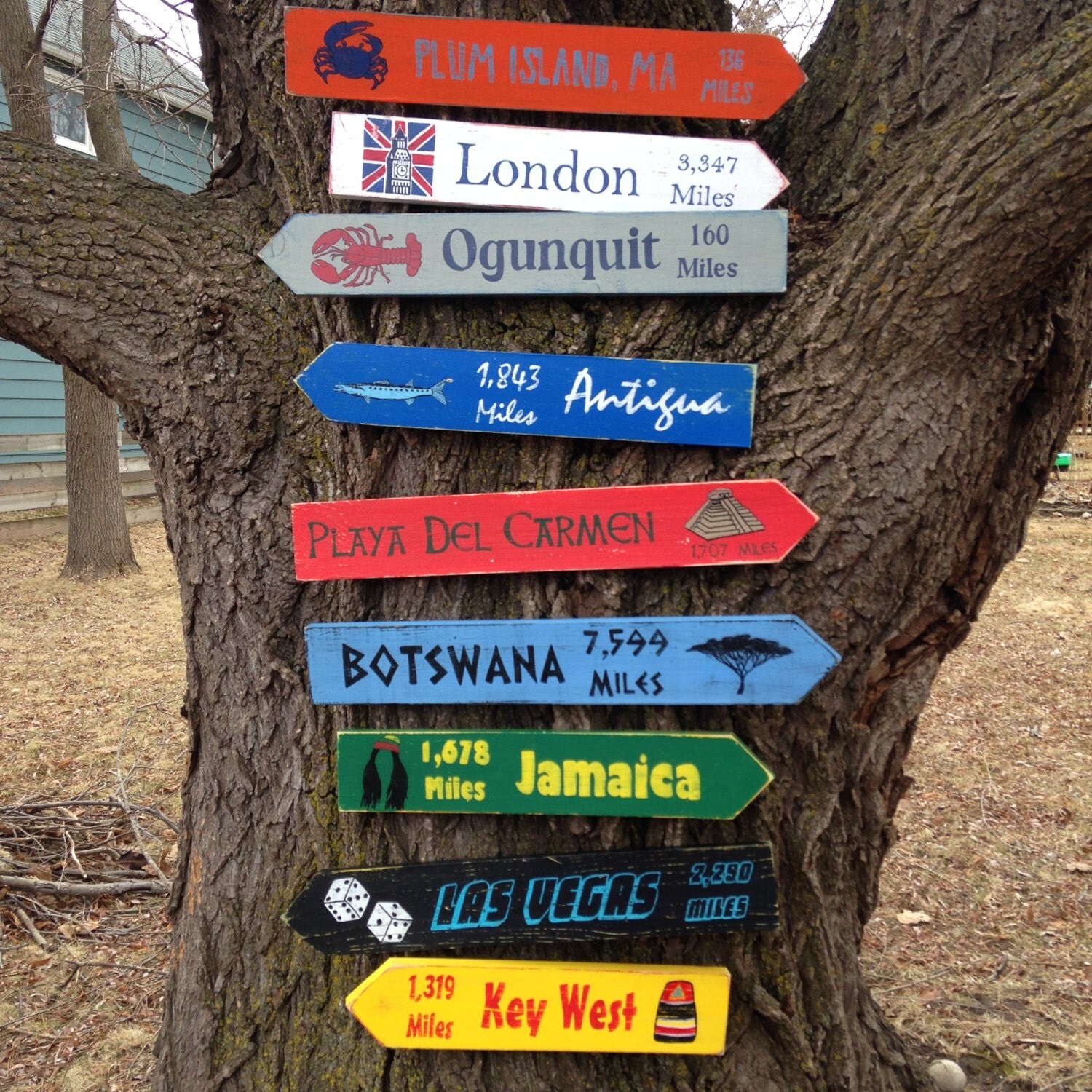 9 Pack Custom Wooden Directional Signs by CurioObscurio on Etsy