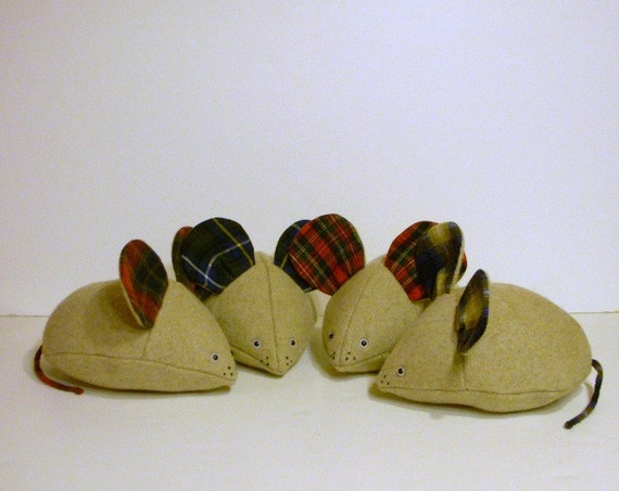 Handmade Upcycled Mouse Recycled Fabric Mouse by KarenHeenan