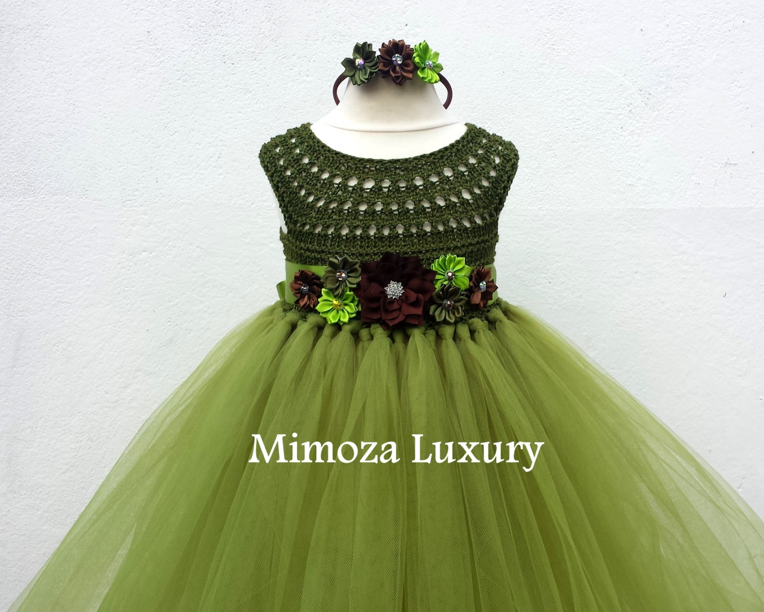 Olive Green Military Flower girl dress khaki tutu dress