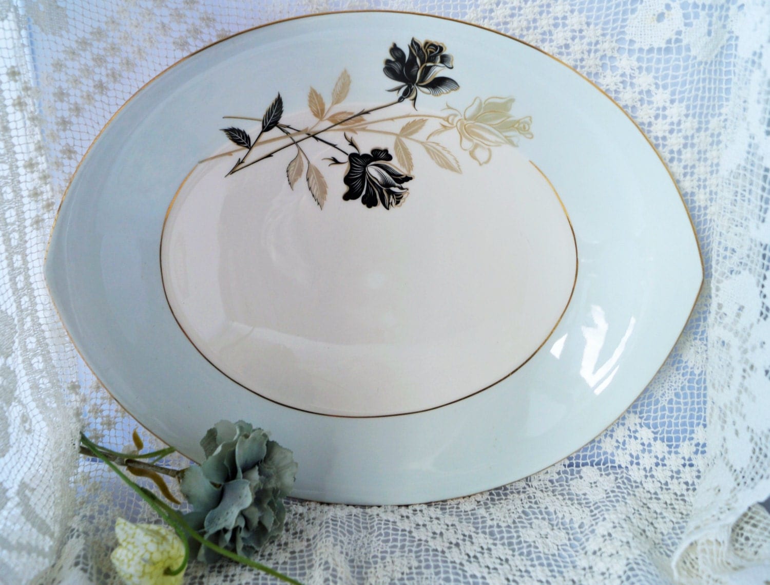 An elegant and rare vintage Norwegian bone china platter by Figgjo ...