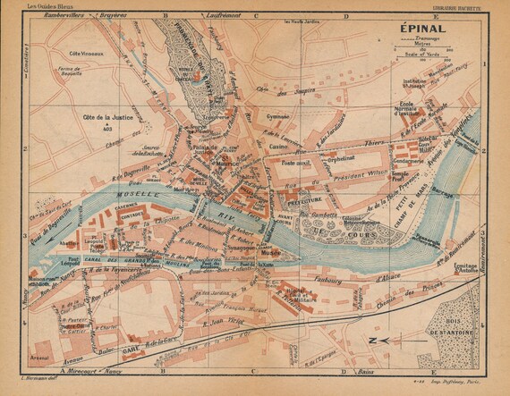 1922 Epinal France Antique Map