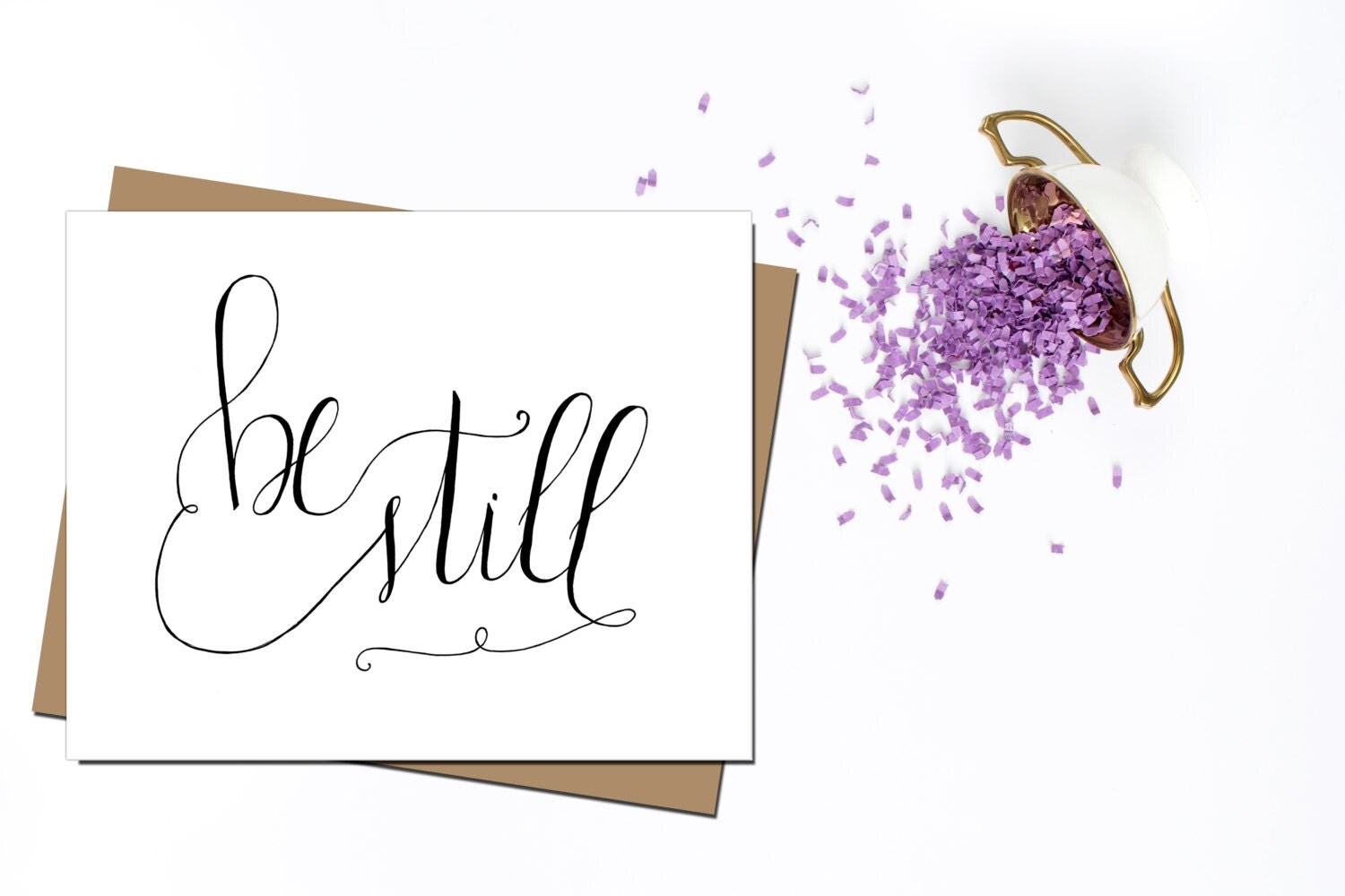 Be Still Hand-Lettered Calligraphy Typography by darlingandbliss