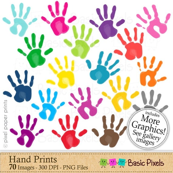 Hand prints clipart Painted hands Clip art commercial