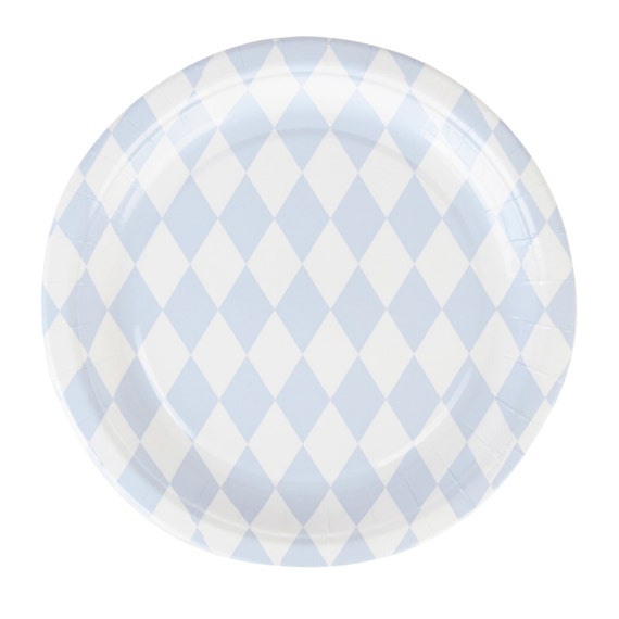 8 baby blue diamond paper plates Party Supplies by mapetitefete