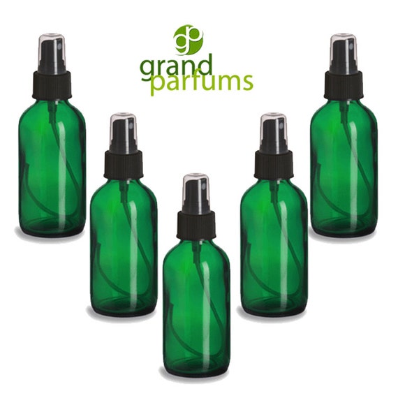 24 Green 2 Oz Glass Atomizer Spray Bottles W Premium Black