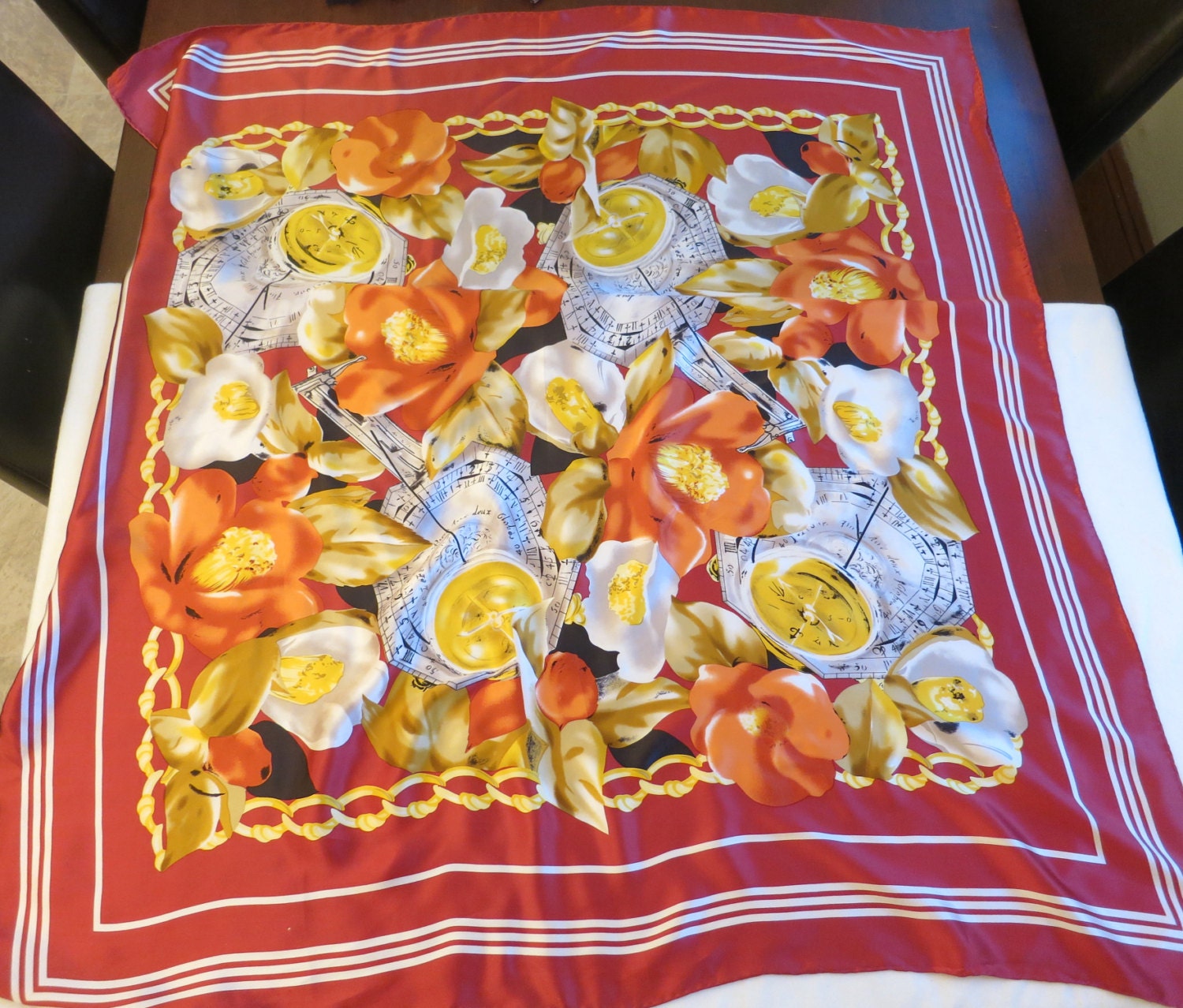 90s XL silk scarf, timeless floral scarf, vintage scarf, floral scarf ...