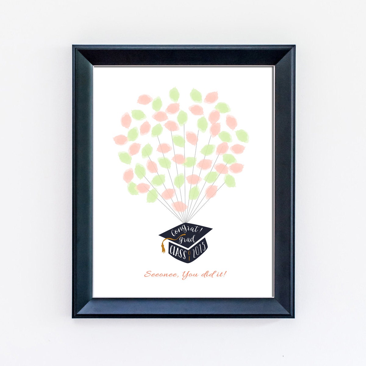 Fingerprint Guestbook Graduation Cap gift Thumbprint by SEEONEE