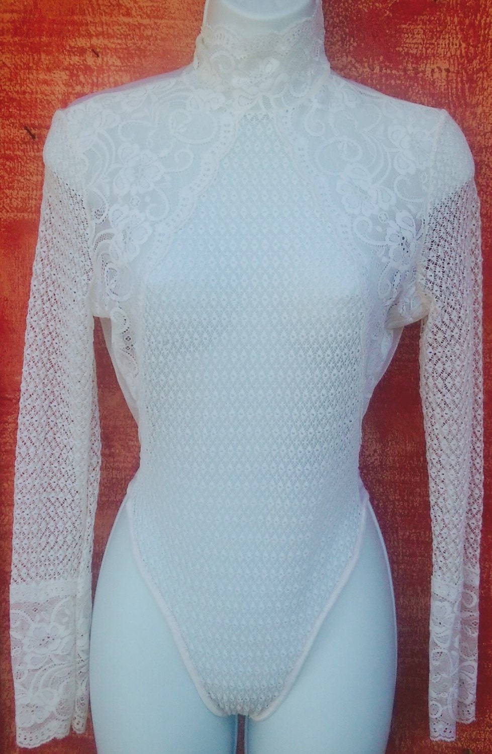 Vintage White Lace Bodysuit Top