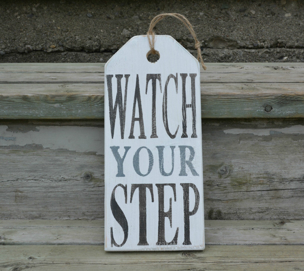 Watch your step sign. Front door decor. Warning sign. Large