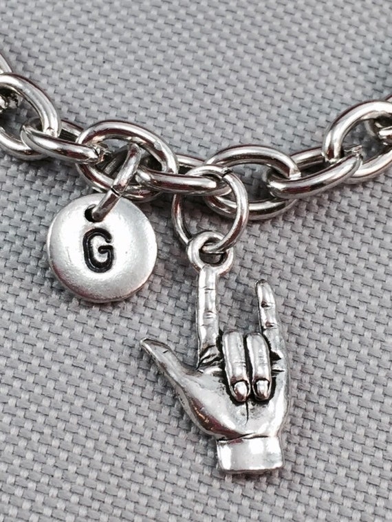 I love you charm bracelet sign language hand by Toodaughters
