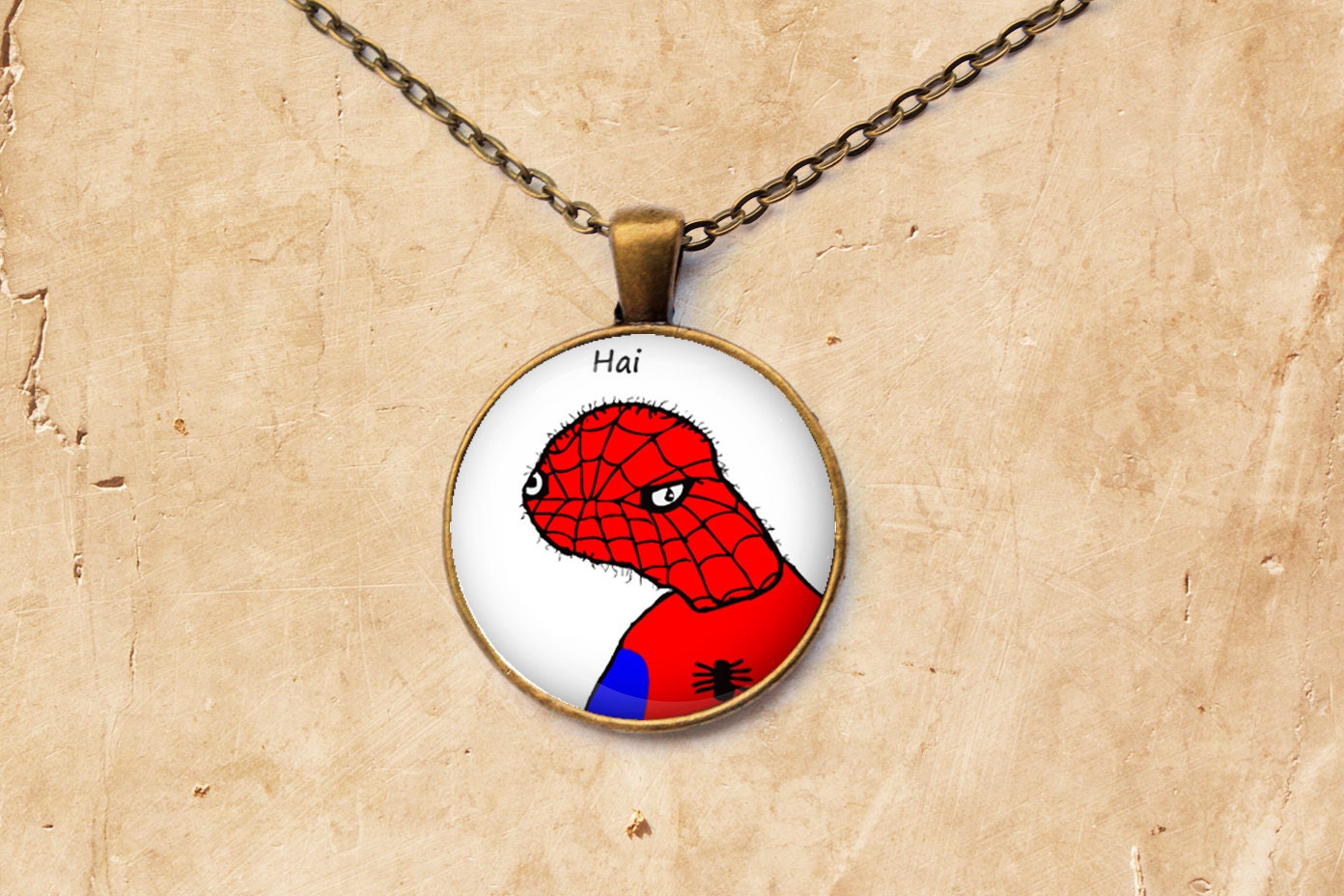 Meme necklace Spoderman pendant Dolan jewelry by SleepyCatPendants