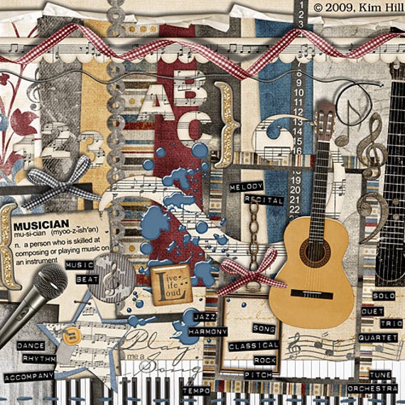 Music Digital Scrapbook Kit Musical Interlude