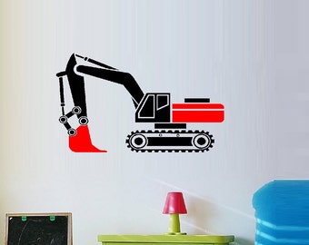 Excavator wall decal | Etsy