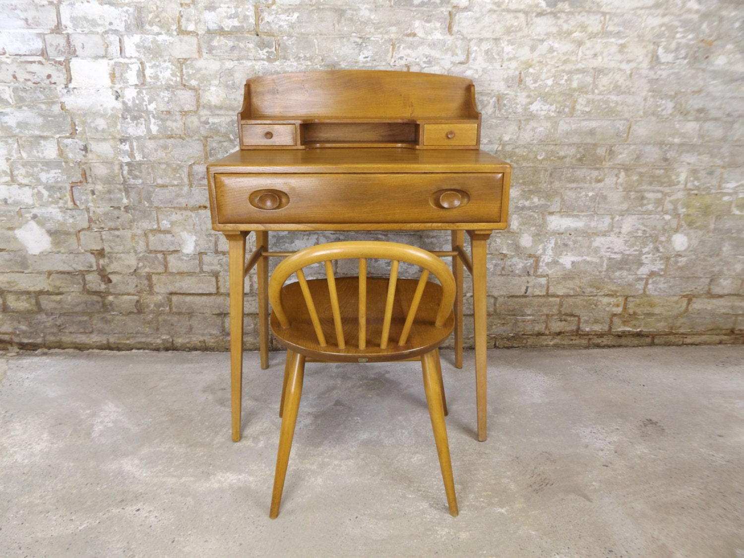 Rare Original Ercol Desk and Chair – Windsor range Retro Blonde Finish ...