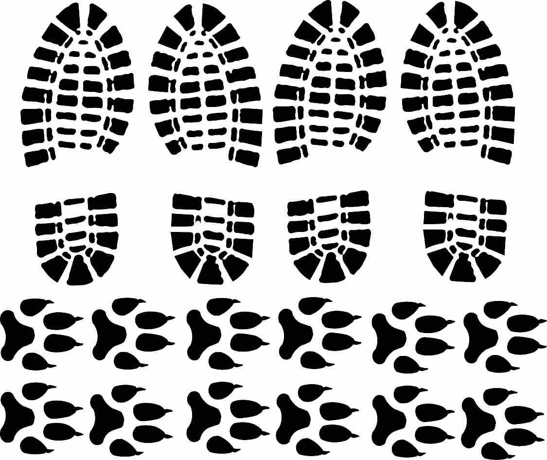 decals human boot tracks / dog tracks