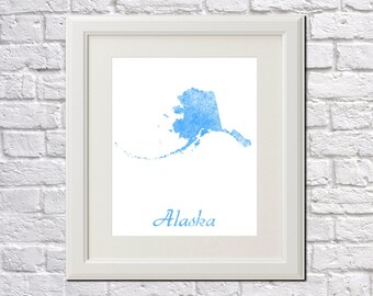 Alaska Map Art Print Alaska State State Outline Anchorage