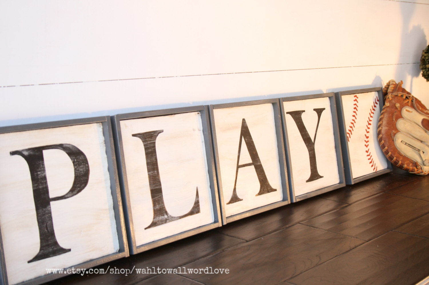 Play Ball sign sports wall art alphabet letters baseball