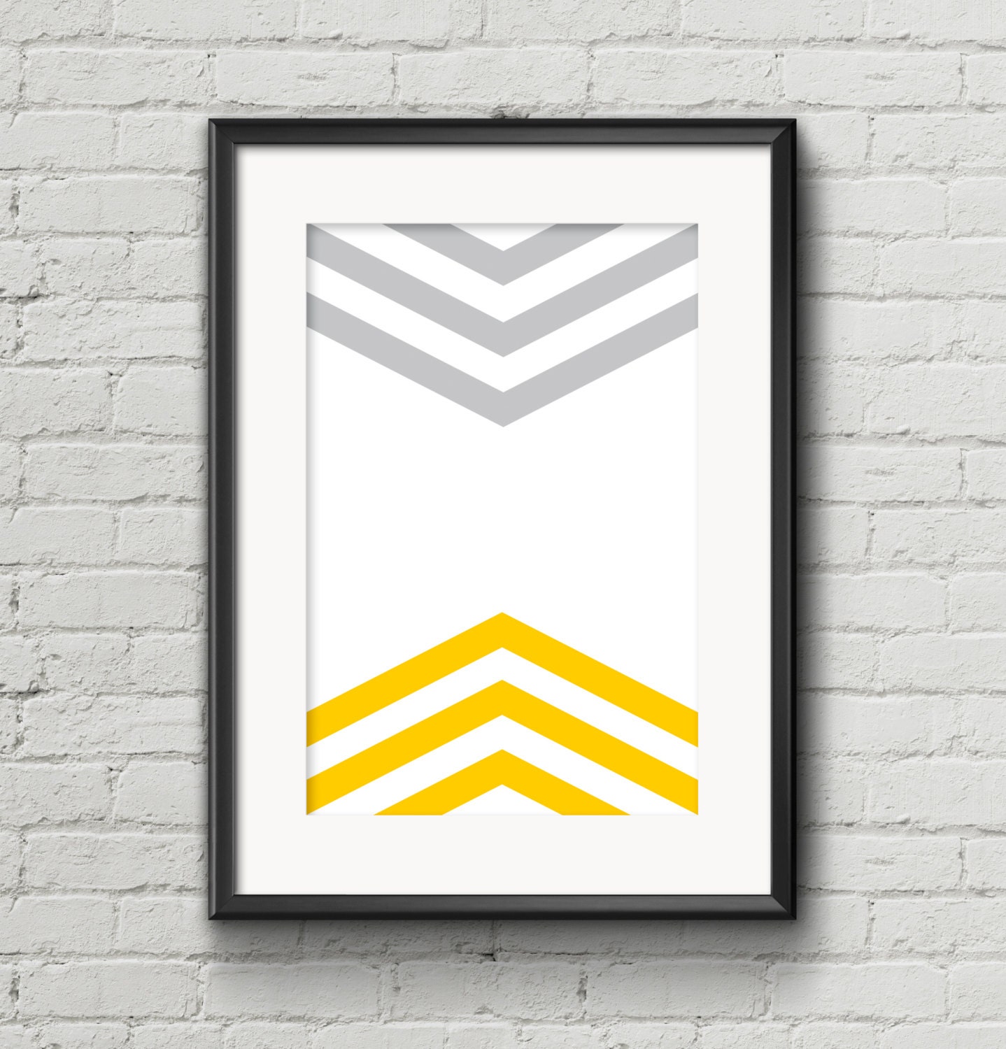 Lines poster grey and yellow design minimalist by PrintingLife