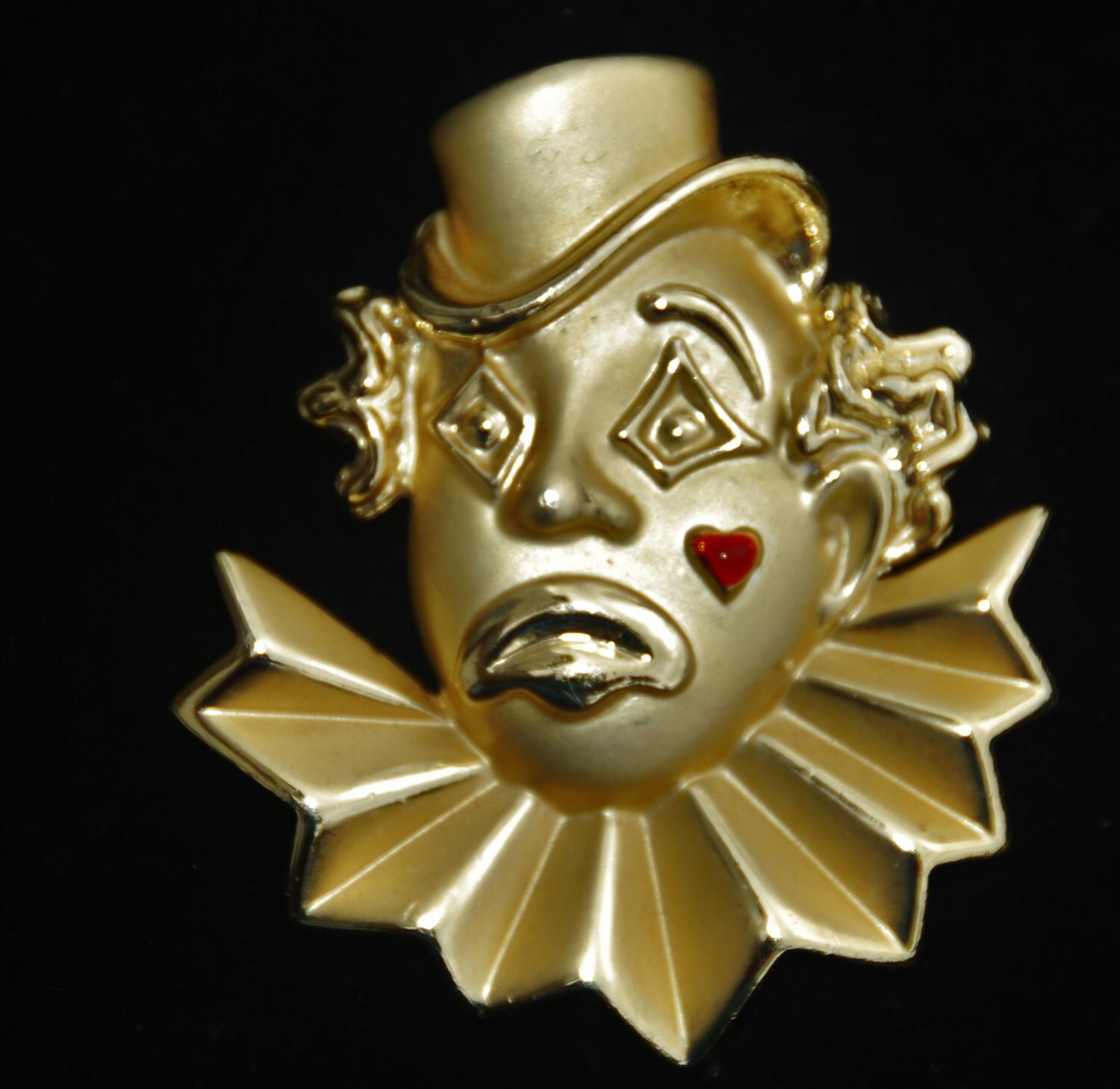 AJC Gold Tone Clown Brooch / pin
