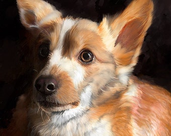 Corgi portrait | Etsy