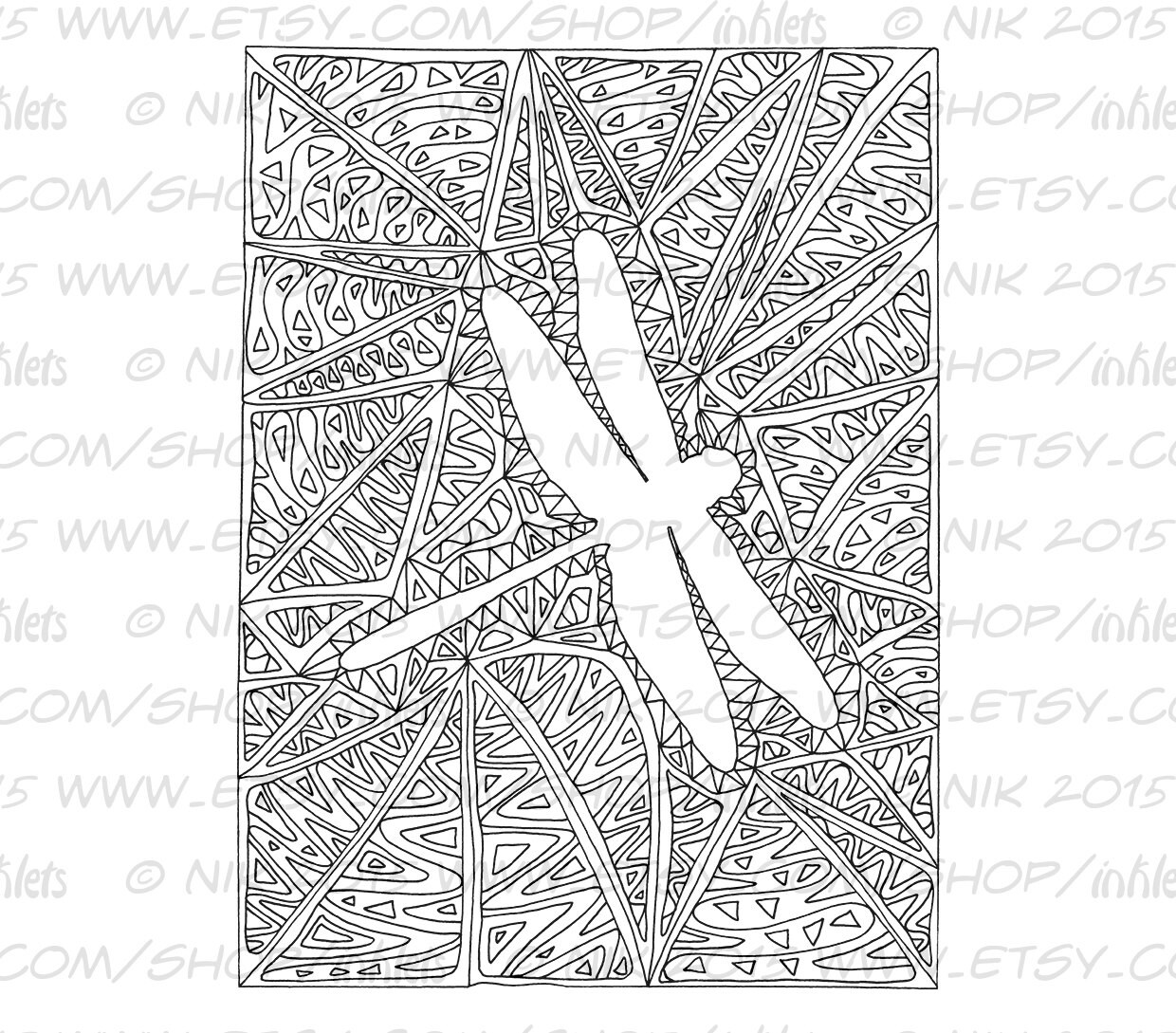 Dragonfly Printable Coloring Page Instant Digital by Inklets