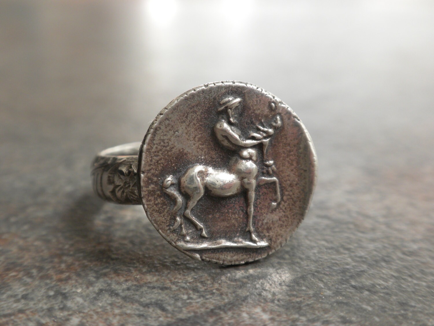 Centaur Chiron Mythology Jewelry Silver Signet Ring