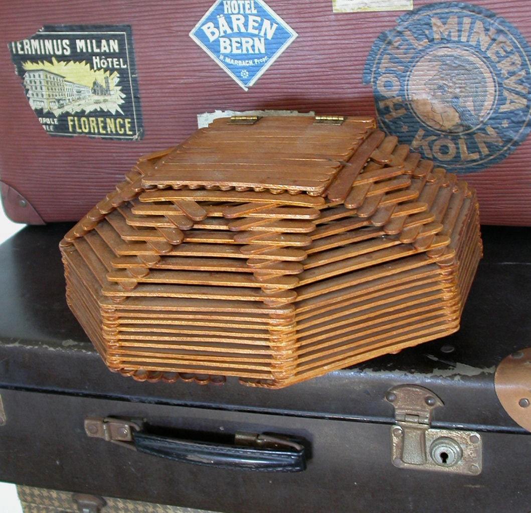 Vintage Popsicle-Stick Box Octagon 10″ Hinged Lid Folk Art – Haute Juice