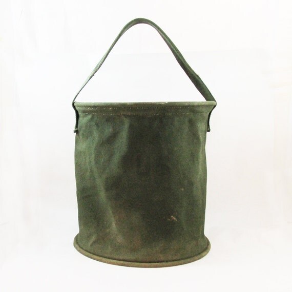 1950s U.S. Army Shower Pail Canvas Bucket Jeep Water