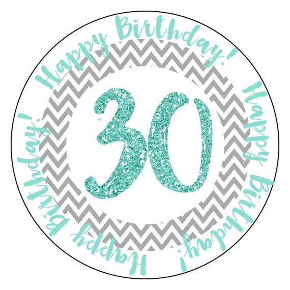 30th birthday stickers chevron 30th party stickers gray teal
