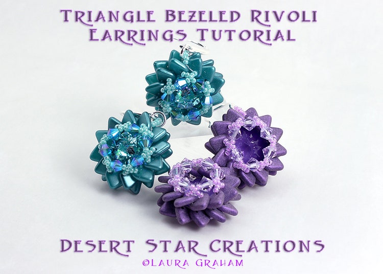 Triangle Beaded Rivoli Bezel Earring by DesertStarCreations