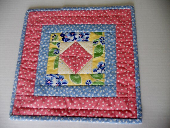 Quilted Mug Rug Coaster Mini Quilt Snack by ForgetMeNotQuilteds