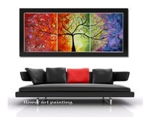 Unique rainbow tree art related items | Etsy