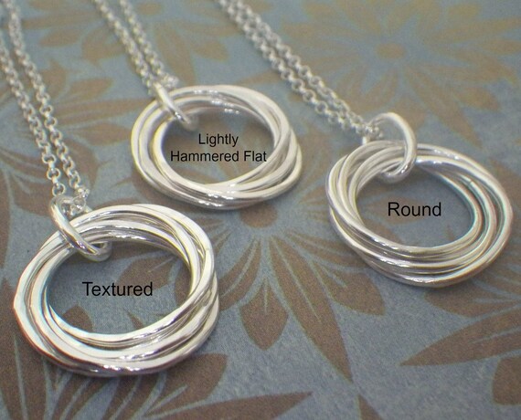 7 Rings Necklace Interlocking Rings 70th Birthday by damasksilver