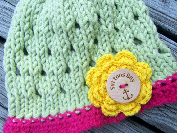 Items similar to SUTTONS BAY Baby Hat Leelanau Up North Michigan - Pink ...