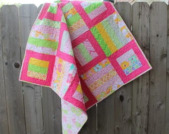 Baby Quilt Handmade Child Bright Riley Blake Hello Sunshine