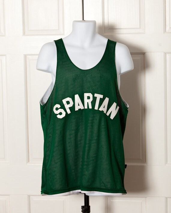 Reversible SPARTAN Basketball Jersey green white 22
