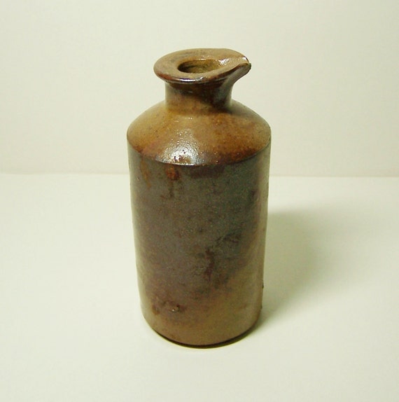 ANTIQUE INK BOTTLE Salt Glazed Stoneware Impressed Mark