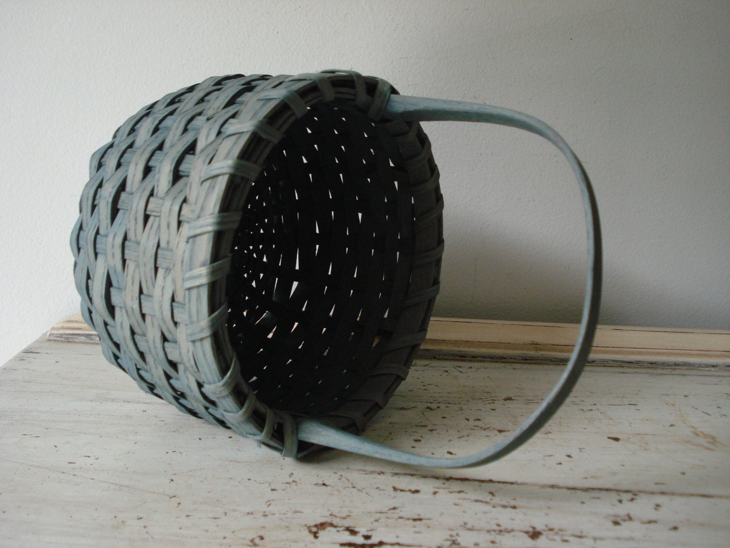 small blue wicker basket/french blue wicker basket/wicker basket with ...